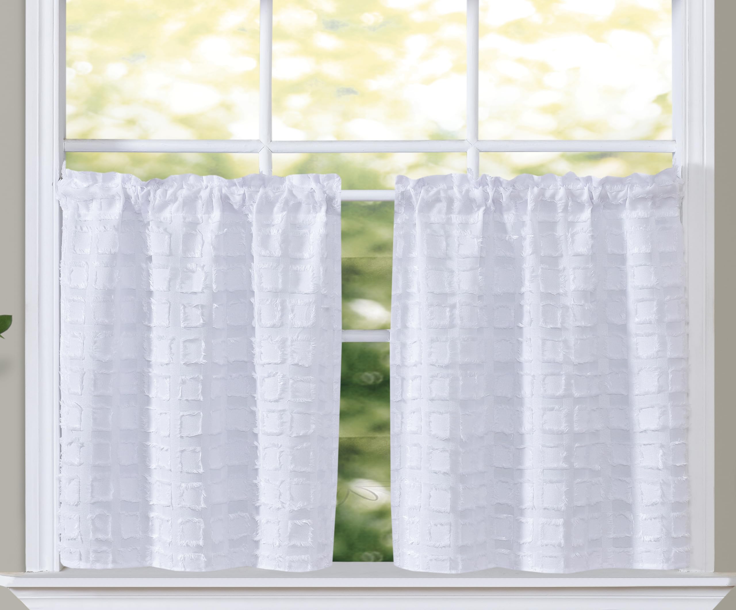 Amazon.com: GOHD Fashion Plaids Tiers Kitchen Curtains Boho Pattern ...