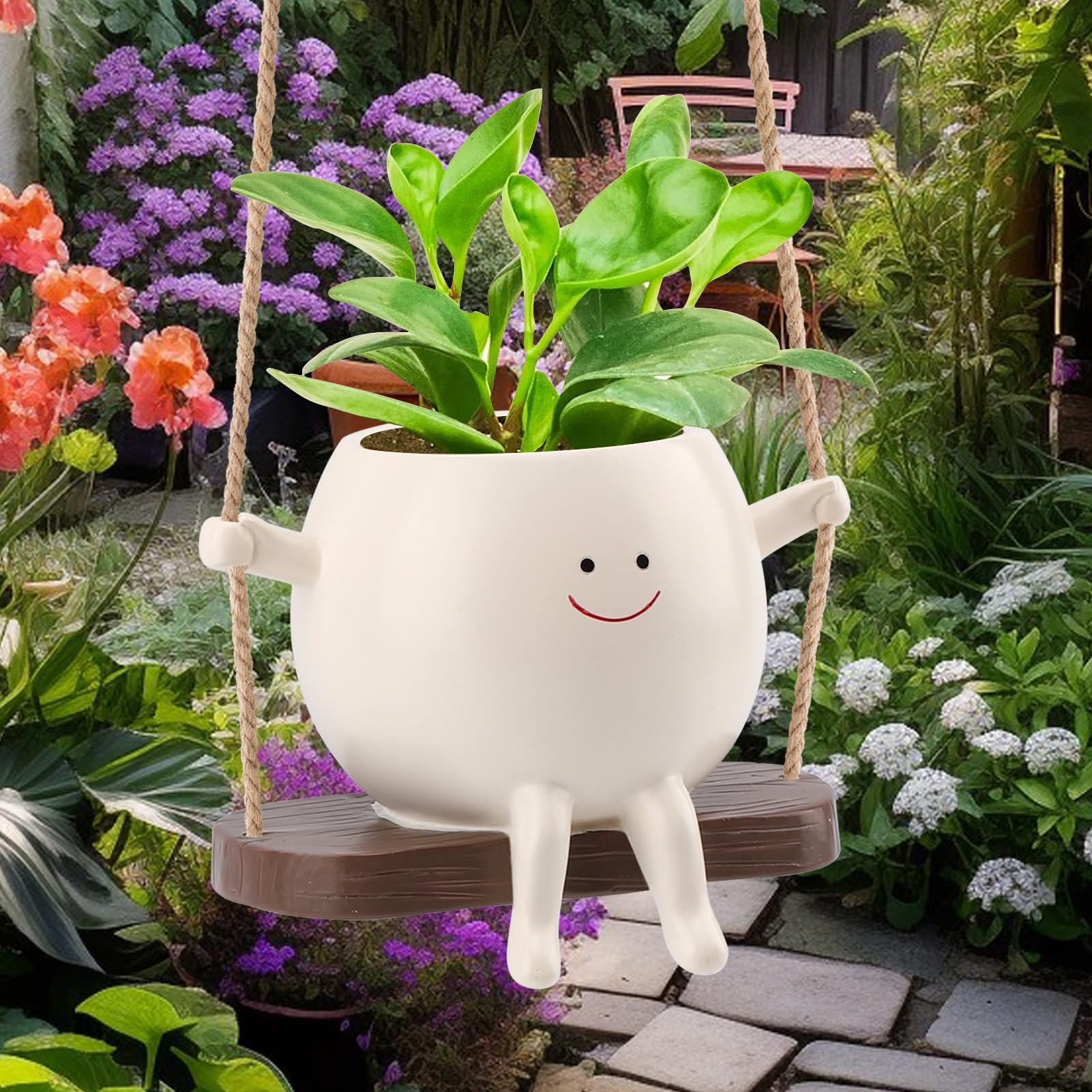 Amazon.com: CEOJPA Small Swing Smiley Face Hanging Planter Pot for ...