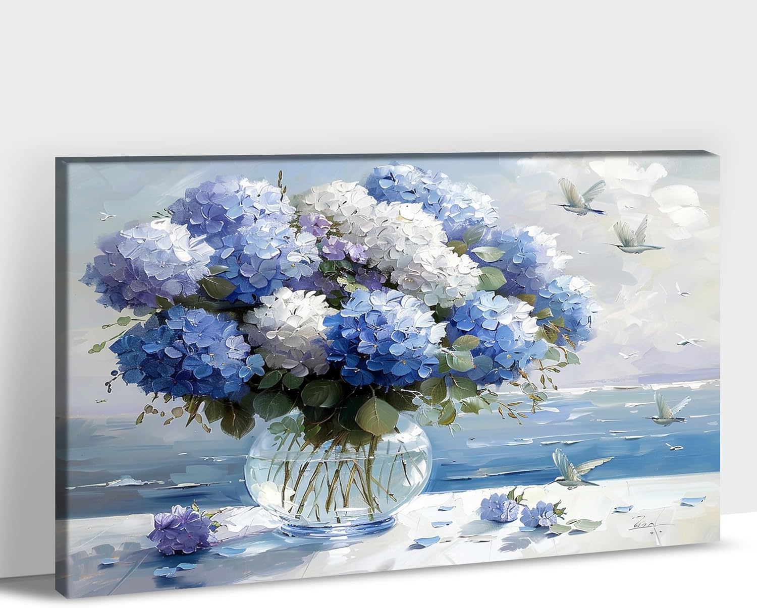 Amazon.com: Farmhouse Bathroom Wall Art Decor Hydrangea in Mason Jar ...