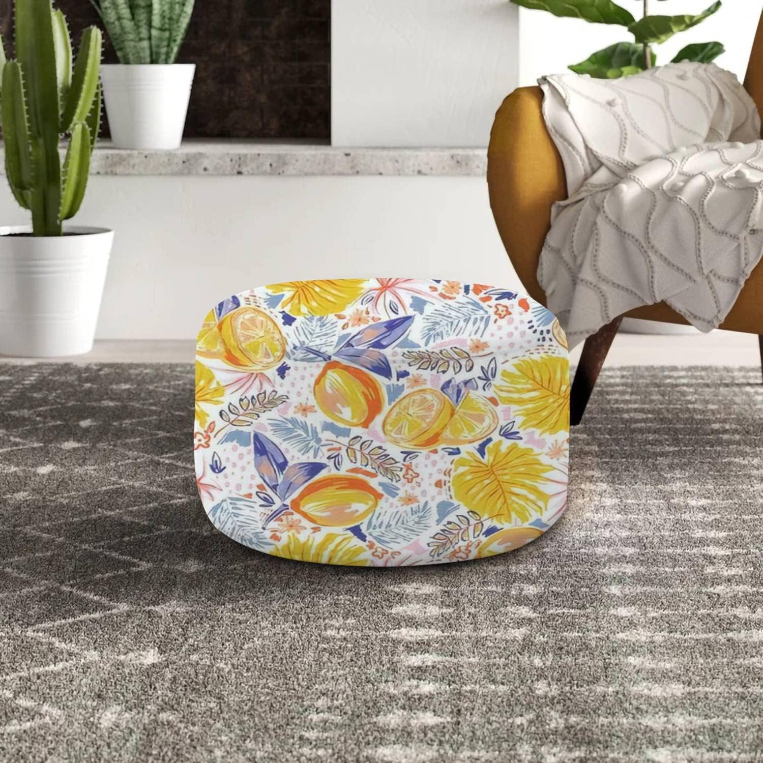 Bright Colored Seamless Summer Fruit Round Pouf sold by Leontine Taut ...