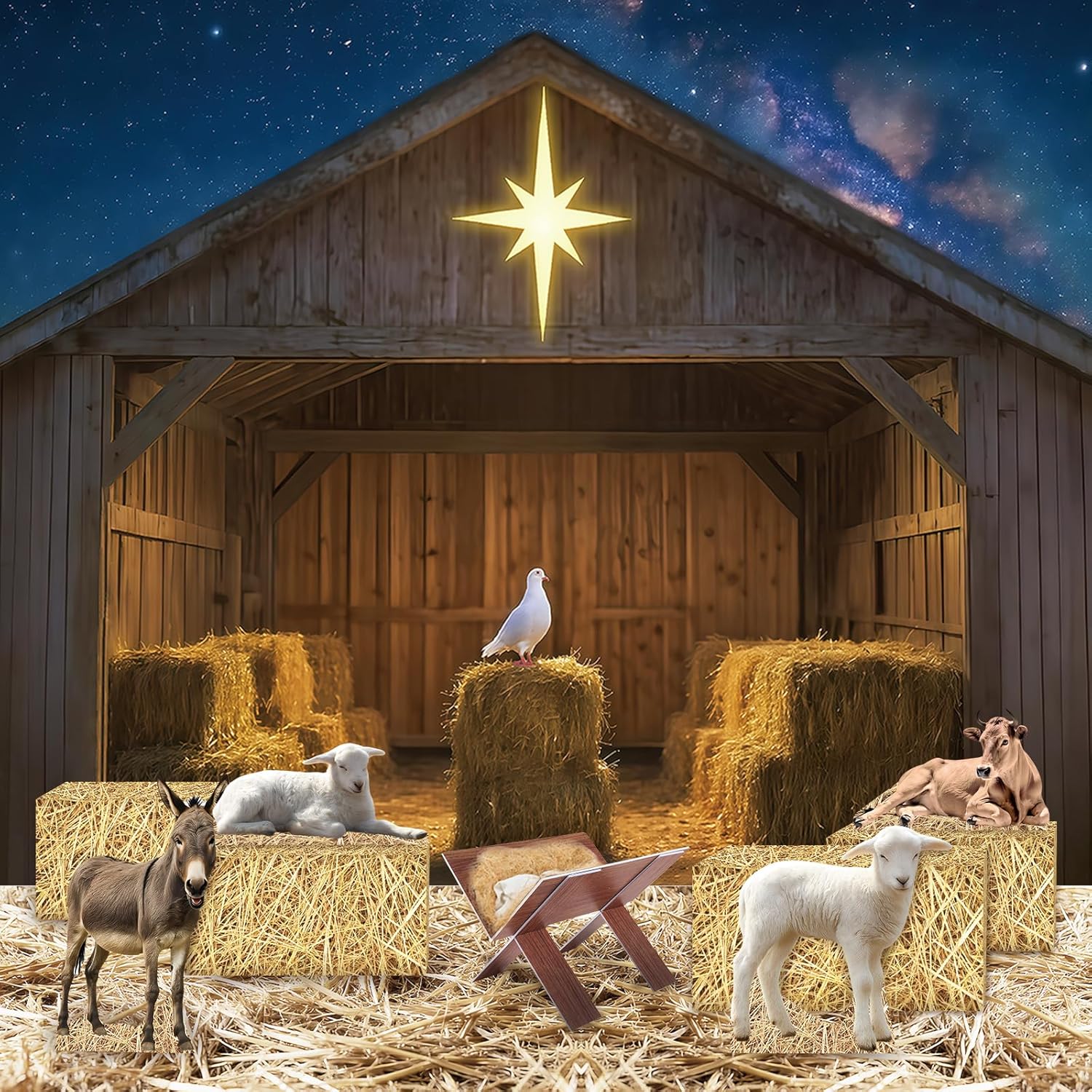 Amazon.com: LawnIdyll Christmas Nativity Scene Decorations Set, 9 x 6 ...