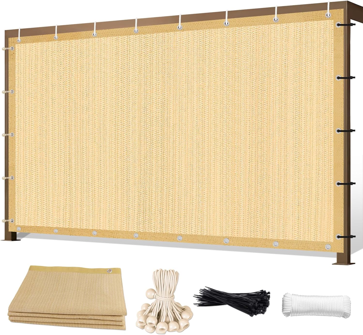 Amazon.com : Sunocity 8'X 20' 90% Sun Shade Cloth Outdoor Patio Wheat ...