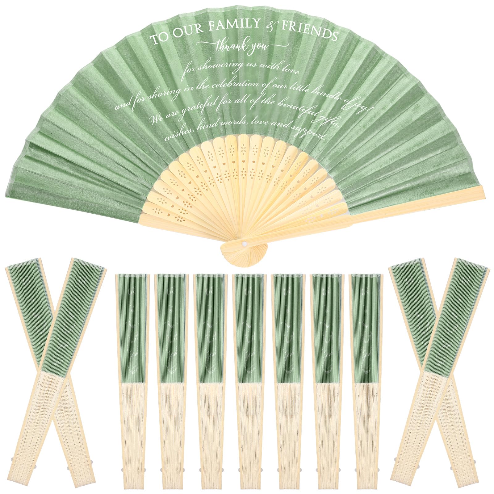 Amazon.com: Unittype 60 Pcs Baby Shower Fans for Guests Sage Green Bulk ...