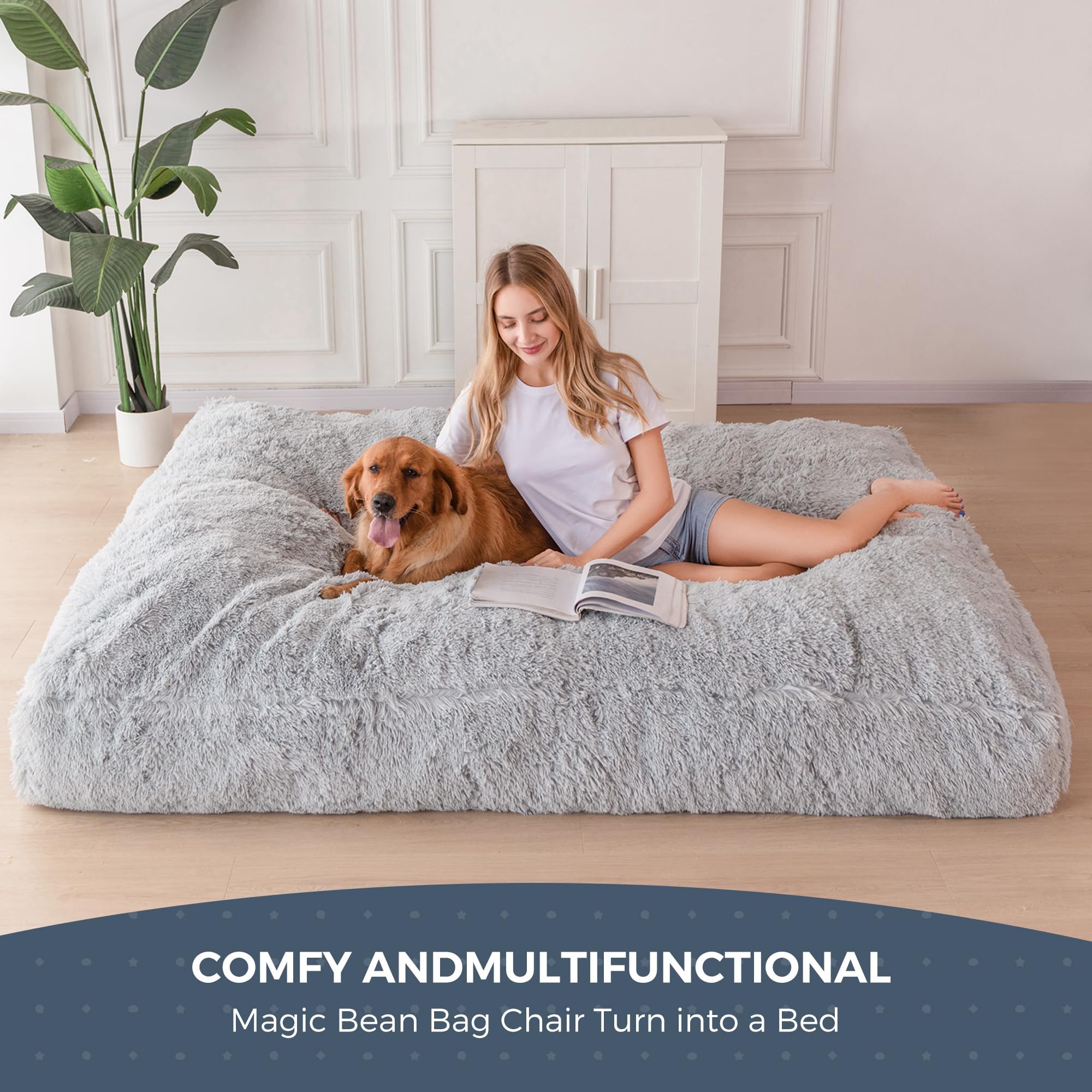 Snapklik.com : Giant Bean Bag Chair Bed For Adults, Convertible Beanbag ...