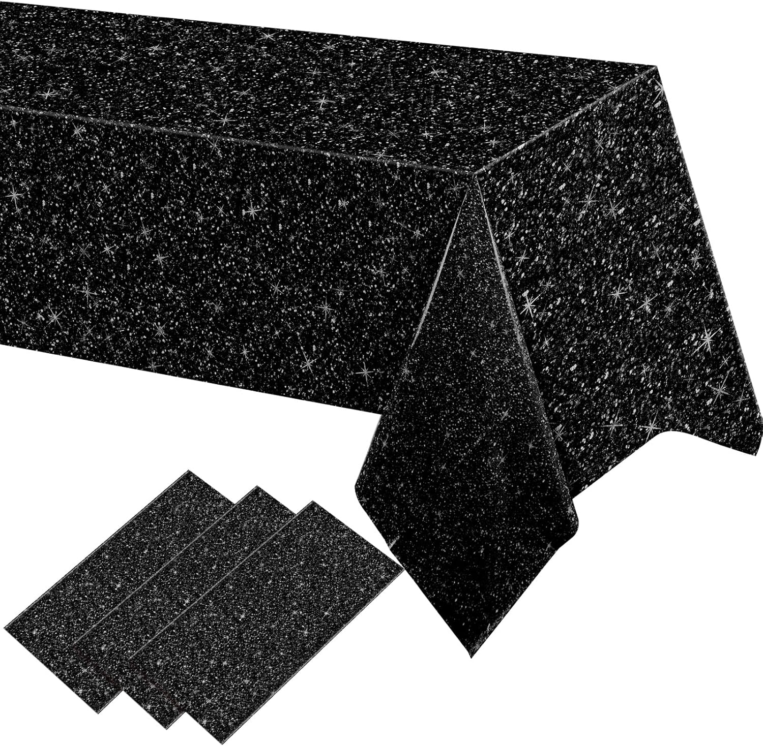 Amazon.com: 3 Pcs Black Sequin Glitter Tablecloth 54 x 108 Inch Sparkly ...