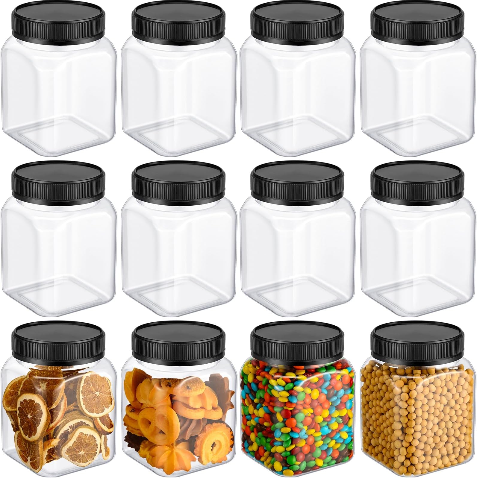 Amazon.com: 22 Ounce Storage Jars Reusable Clear Plastic Jars for ...