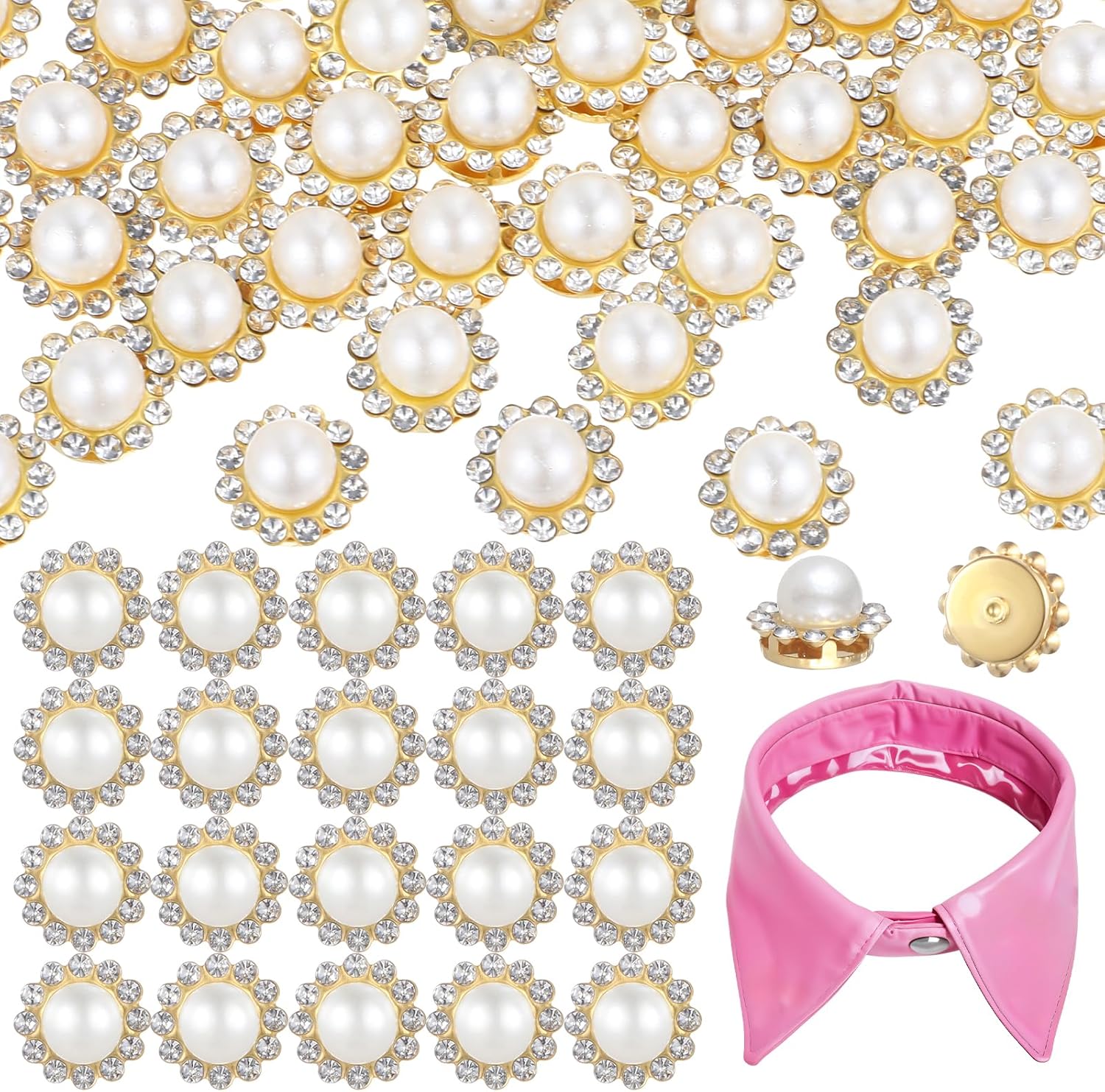 Amazon.com: 100Pcs 12mm Sew on Pearls Rhinestones Crystals Glass Gems ...