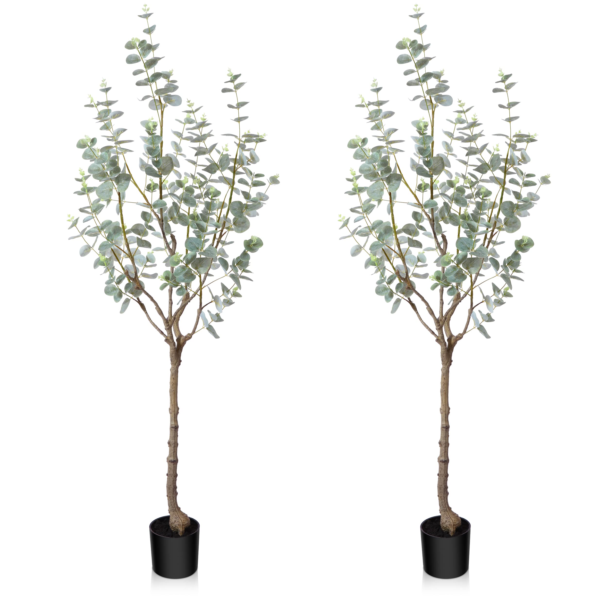 LOMANTO Artificial Eucalyptus Tree 4Ft Faux Eucalyptus Plant in Pot ...