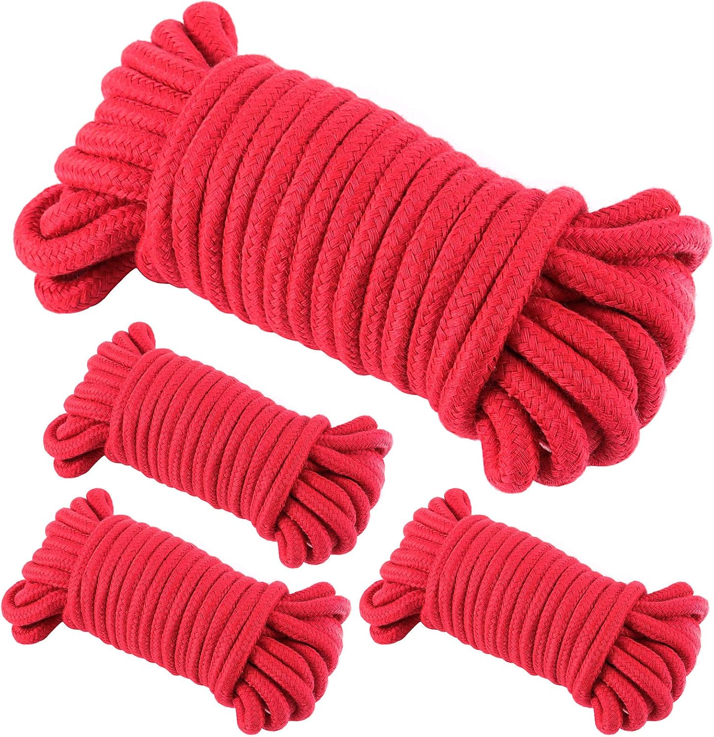 ZEONHEI 4 Pack 33 Feet Red Soft Cotton Rope, Multipurpose Soft Rope ...