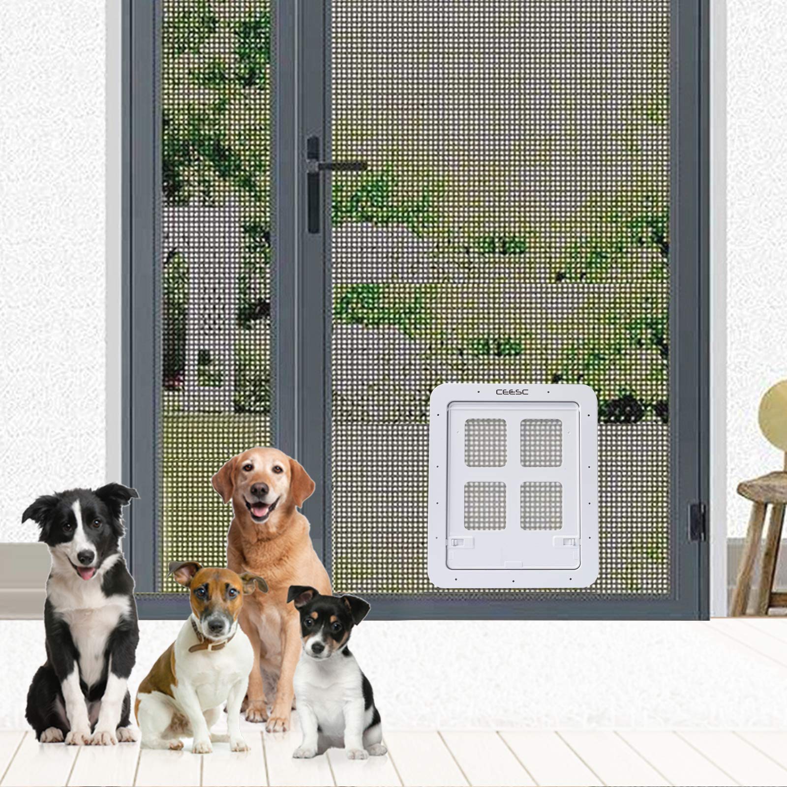 CEESC Dog Screen Door (Outer Size 14.56" x 16.92"), Lockable Pet Screen ...