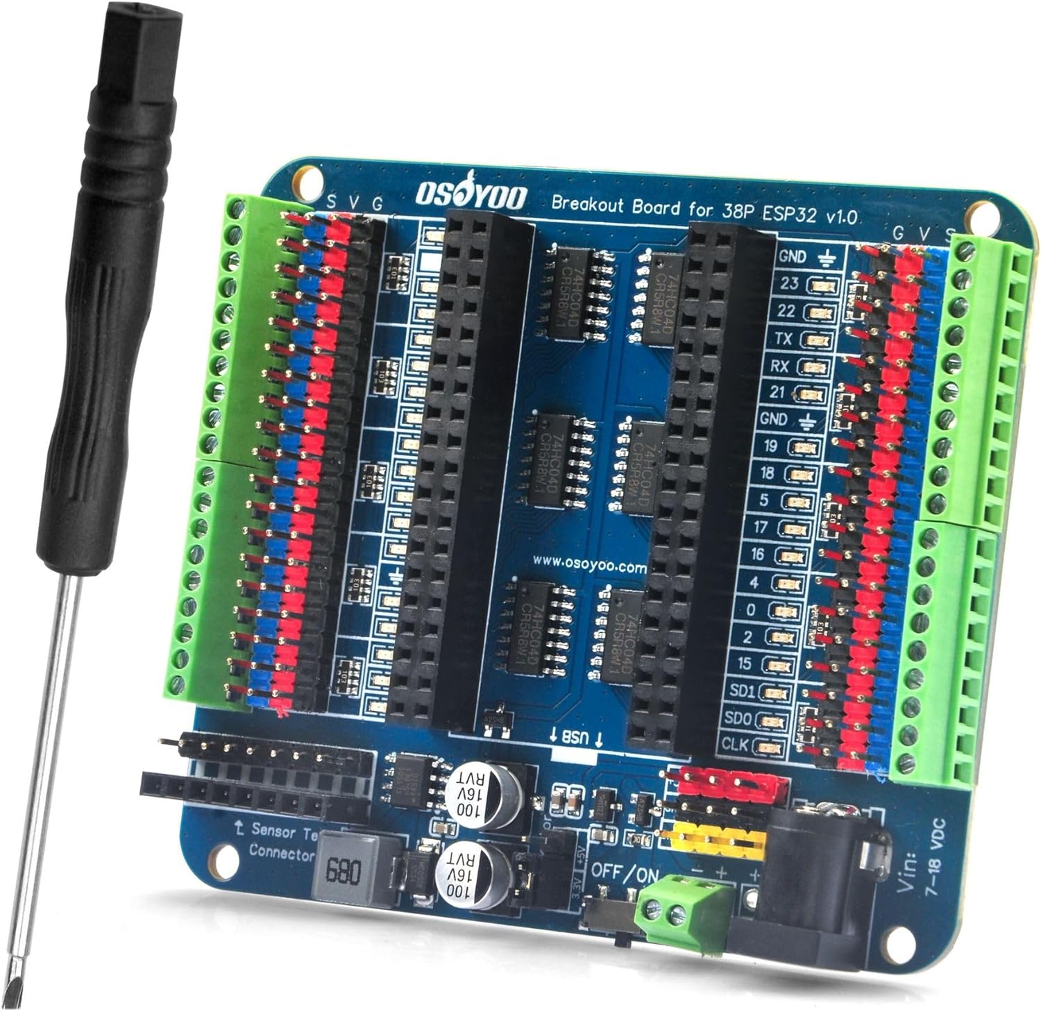 Amazon.com: OSOYOO 38P ESP32 Shiled Breakout Board Terminal Block ...