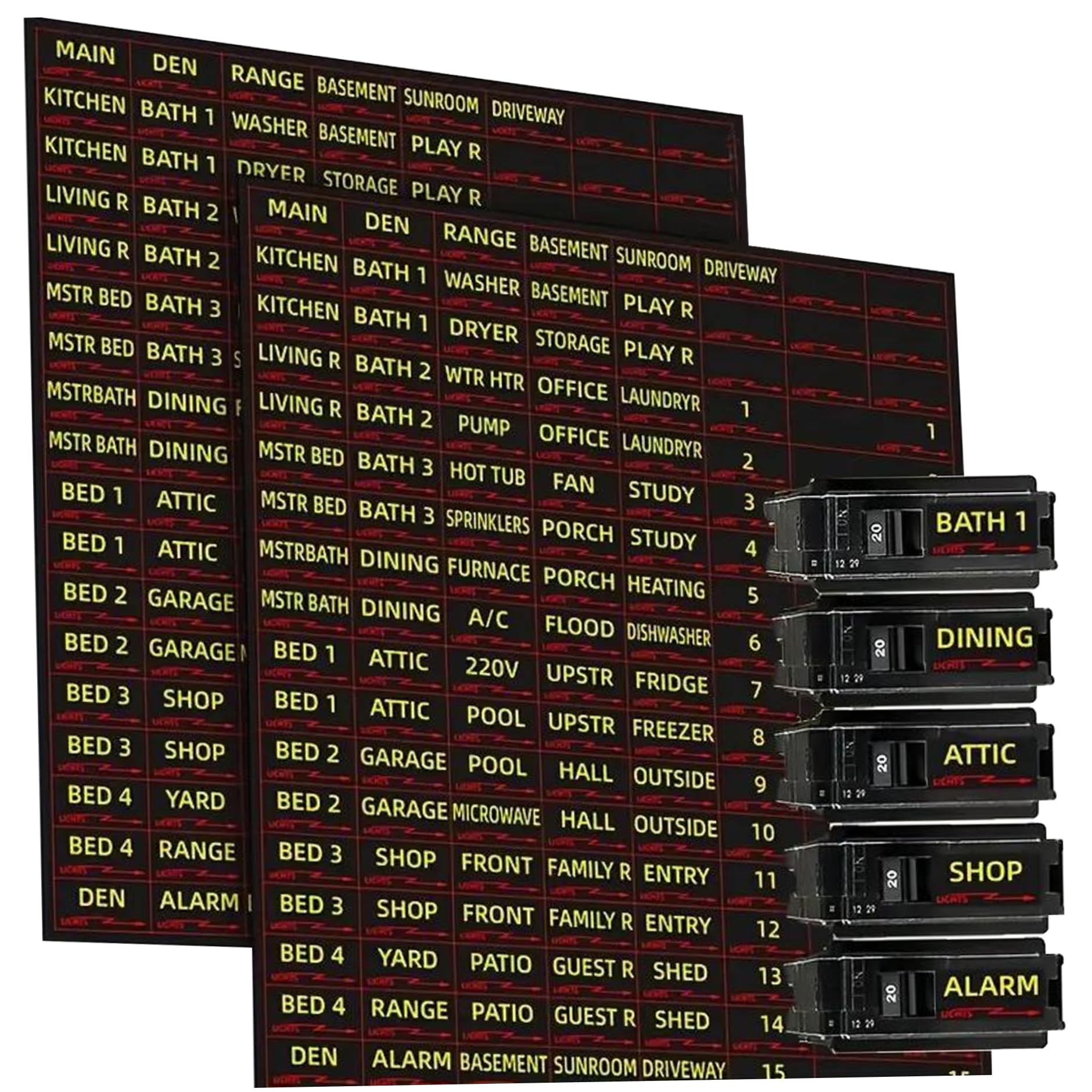 Circuit Breaker Labels, 2 Sheets Self-Adhesive Breaker Box Labels ...