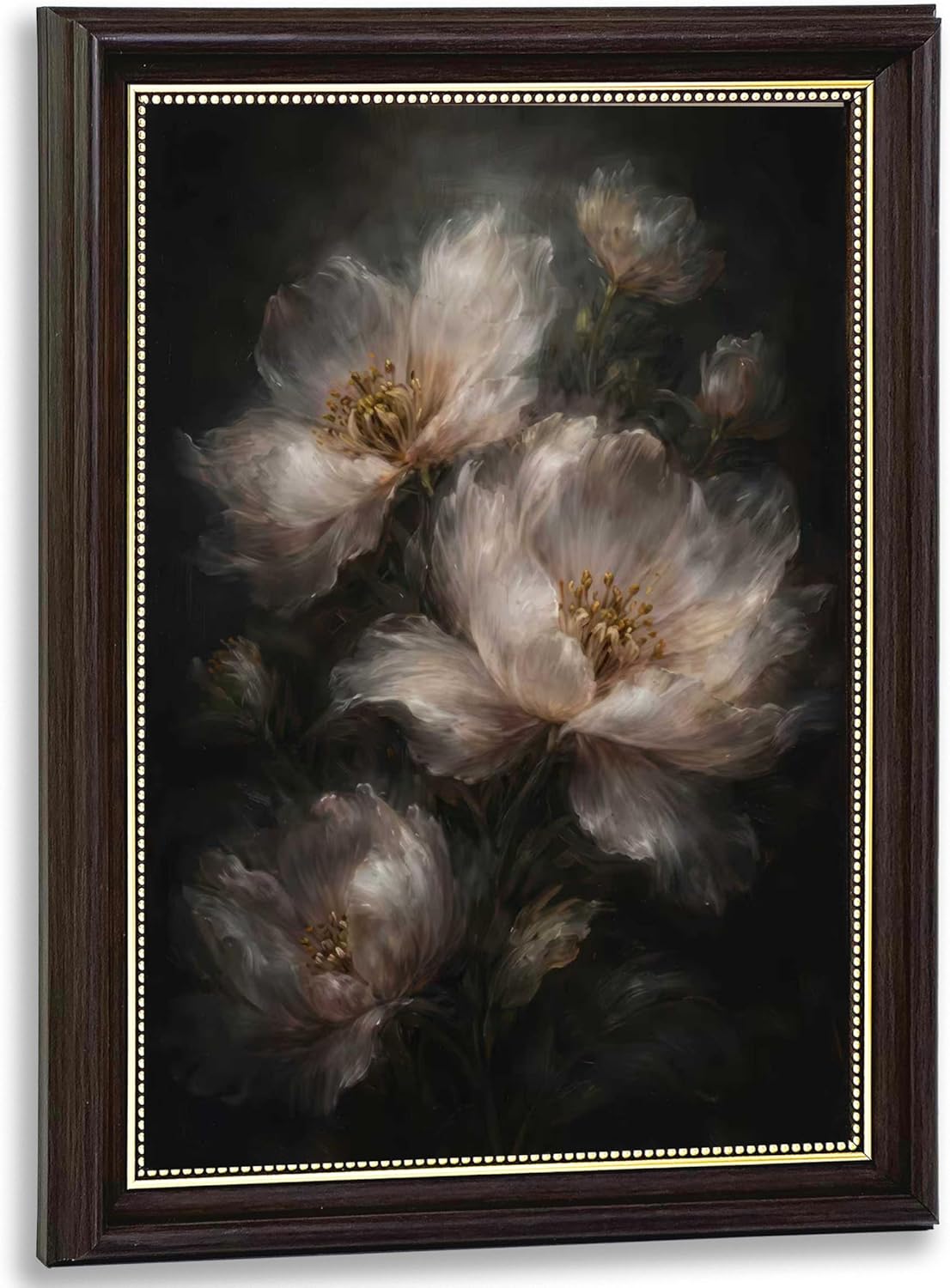 Amazon.com: HELTYHB Dark Brown Framed Peony Wall Art - Vintage Peony ...