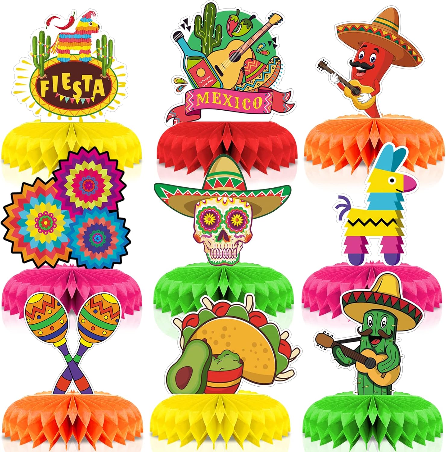 Amazon.com: Mexican Fiesta Table Centerpieces 9 Pack Cinco De Mayo ...