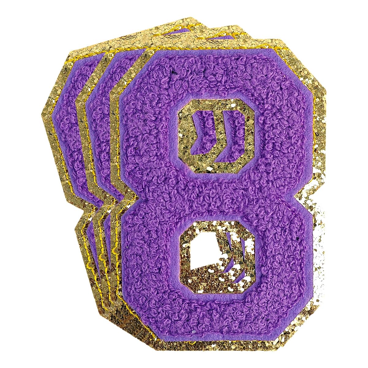 Amazon.com: 3Pcs Chenille Number Patches Purple Glitter Iron on Patches ...