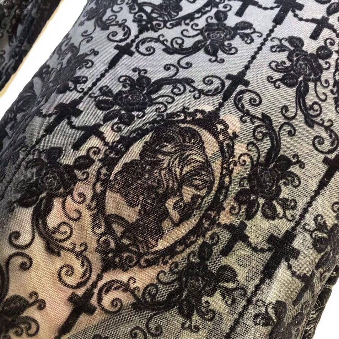 Tela de encaje de 55 pulgadas, tela de encaje de calavera negra suave ...