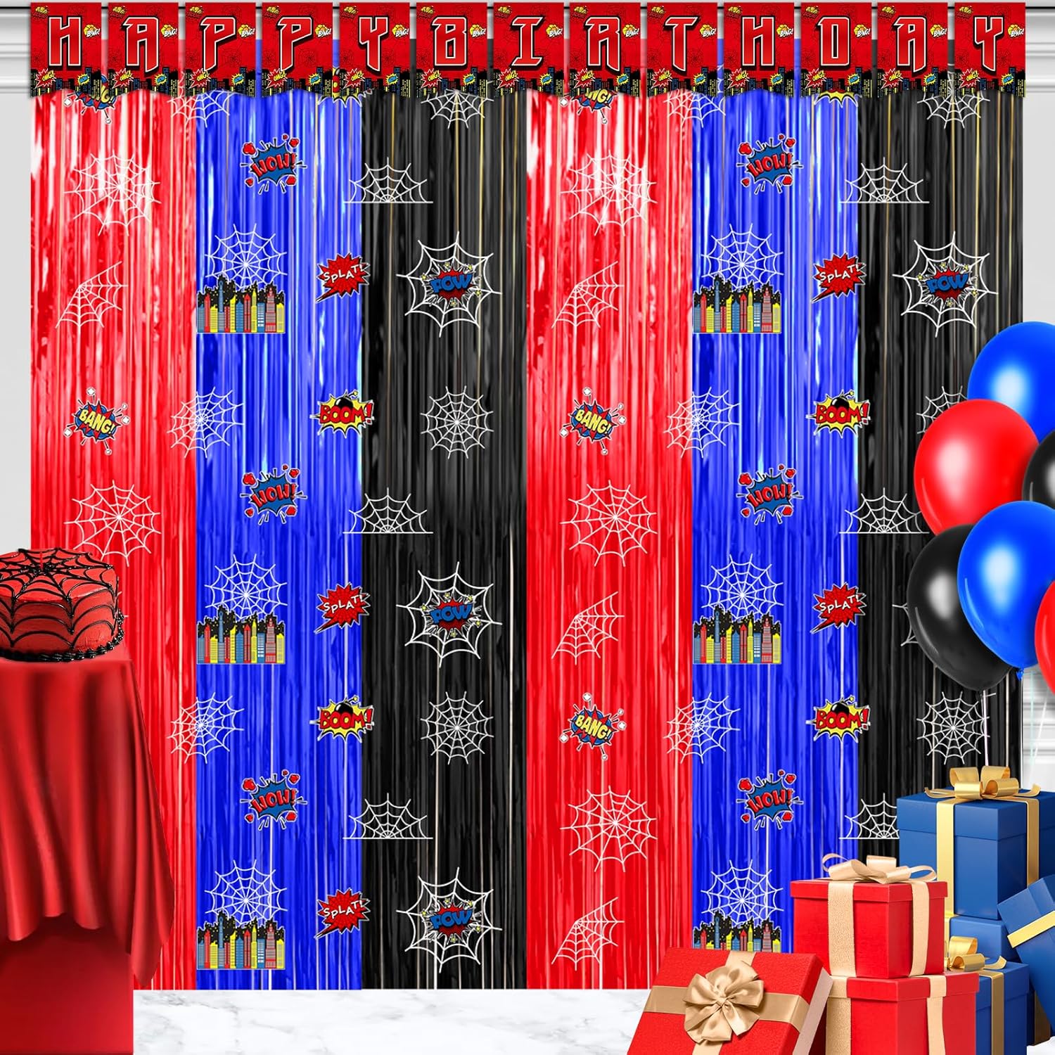 Amazon.com: Spider Web Birthday Decorations, 2 Pack Spider 3.3x6.6ft ...