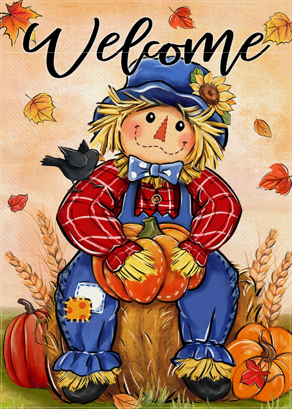 Amazon.com : Covido Welcome Fall Scarecrow Decorative Garden Flag ...