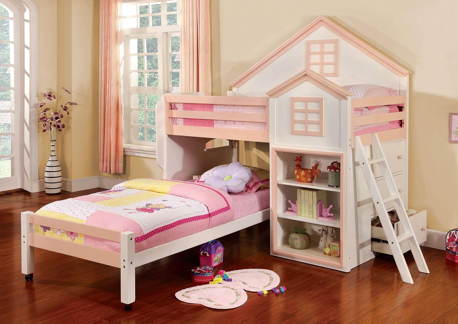 Amazon.com: William's Home Furnishing Citadel Bed, White, Pink Finish ...
