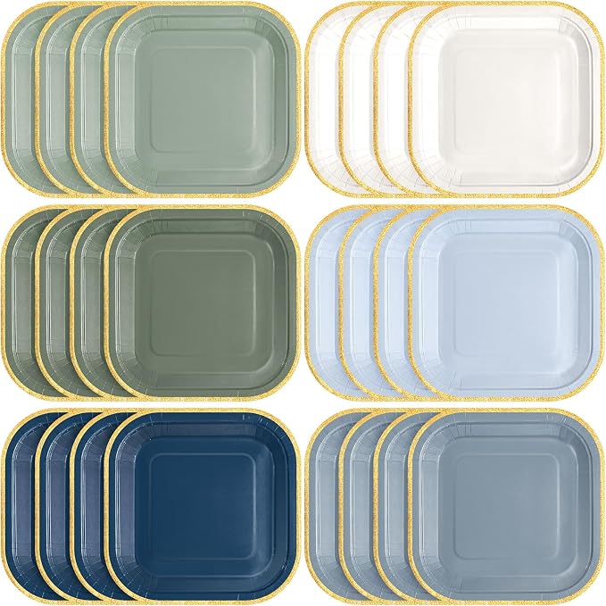 Amazon.com: Tiangrid 60 Pcs Dusty Blue and Green Paper Plates 7 Inch ...