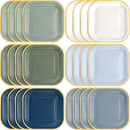 Amazon.com: Tiangrid 60 Pcs Dusty Blue and Green Paper Plates 7 Inch ...