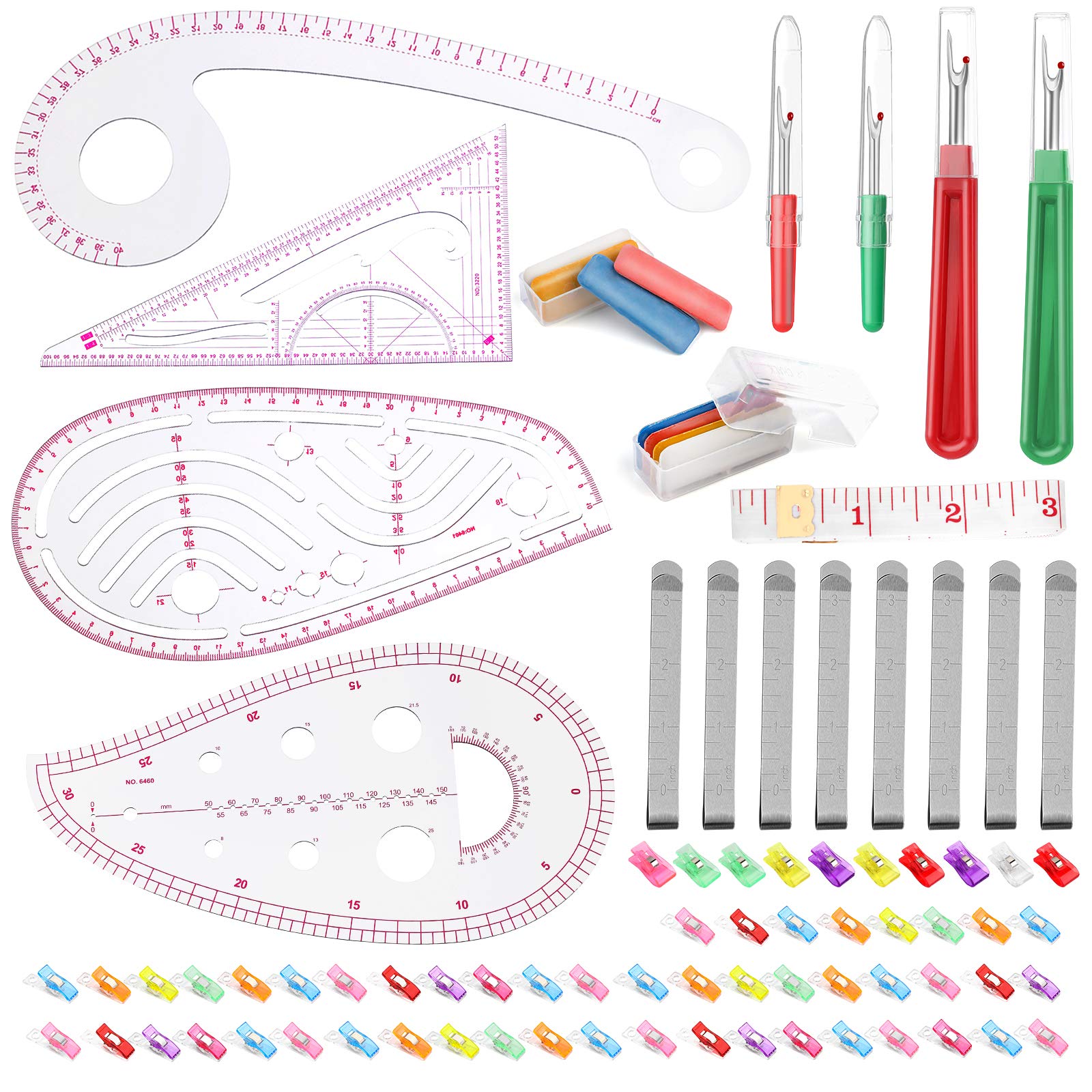Buy 4 Styles Tailor Ruler Sewing Set, French Curve Metric Rulers ...