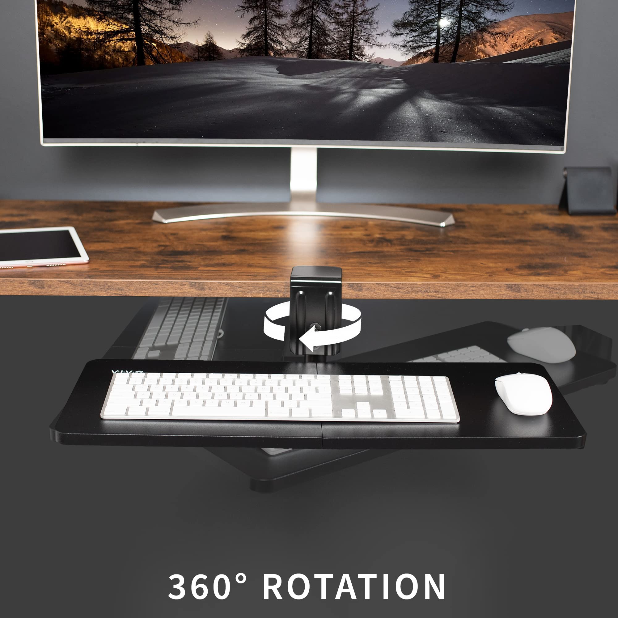 VIVO Clamp-on Rotating Computer Keyboard and Mouse Tray, Swiveling 25 x ...