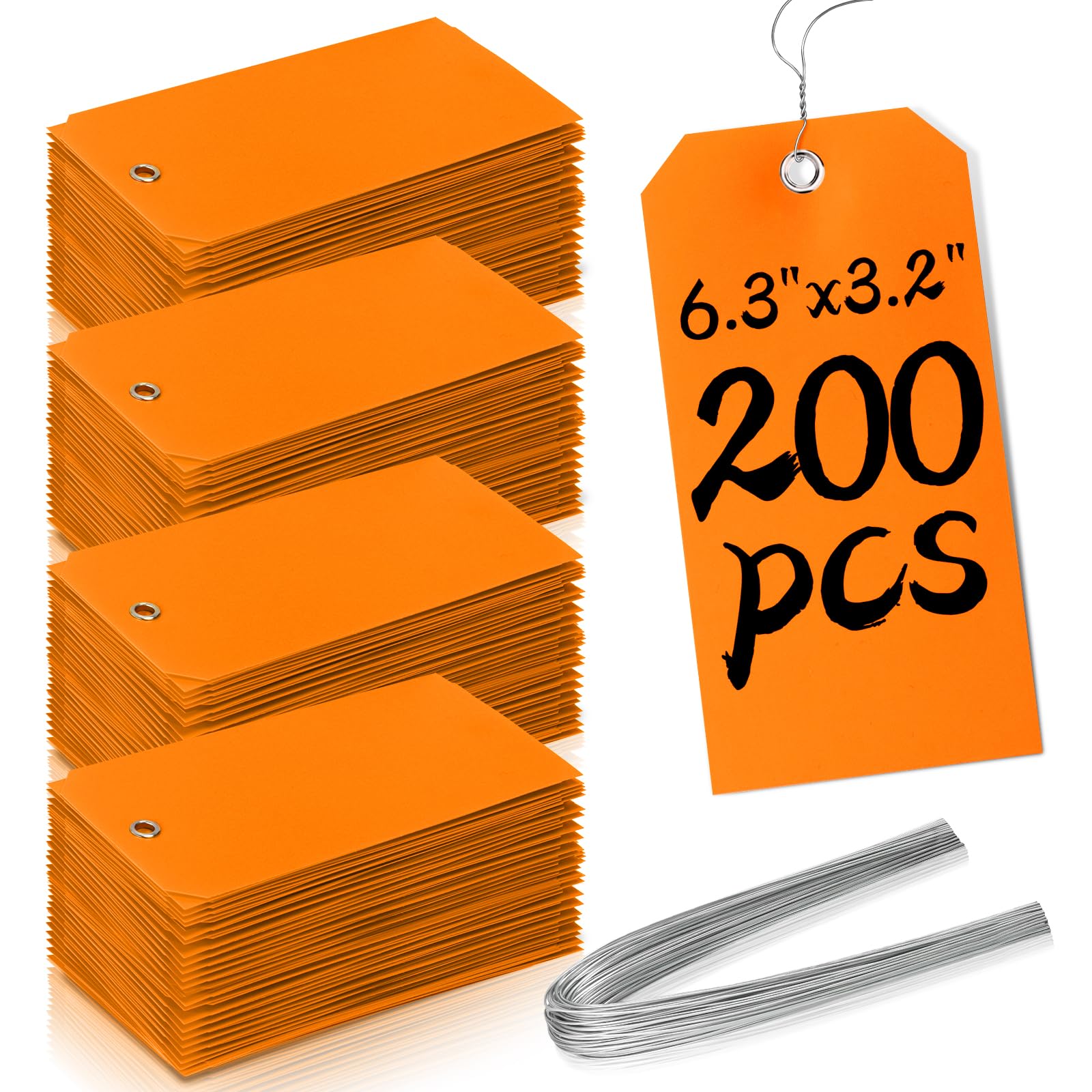 Amazon.com : 200 Pcs 6 1/4 x 3 1/8 Neon Color Marking Tags with Wire ...