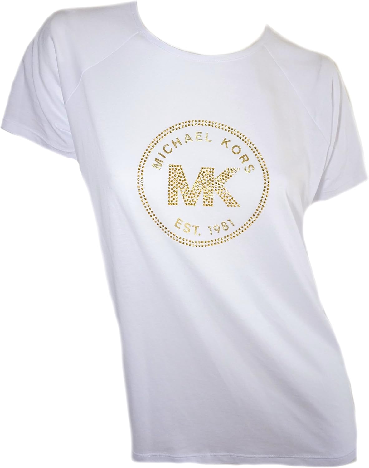 Amazon.com: Michael Kors Womens White Short Sleeve T Shirt MK EST 1981 ...