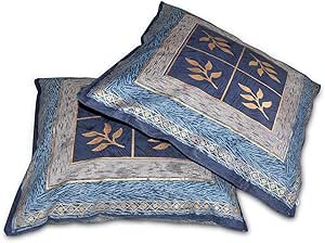 Amazon.com: Chirstmas Sale -Dungri India Set of 2 Blue And Golden Throw ...