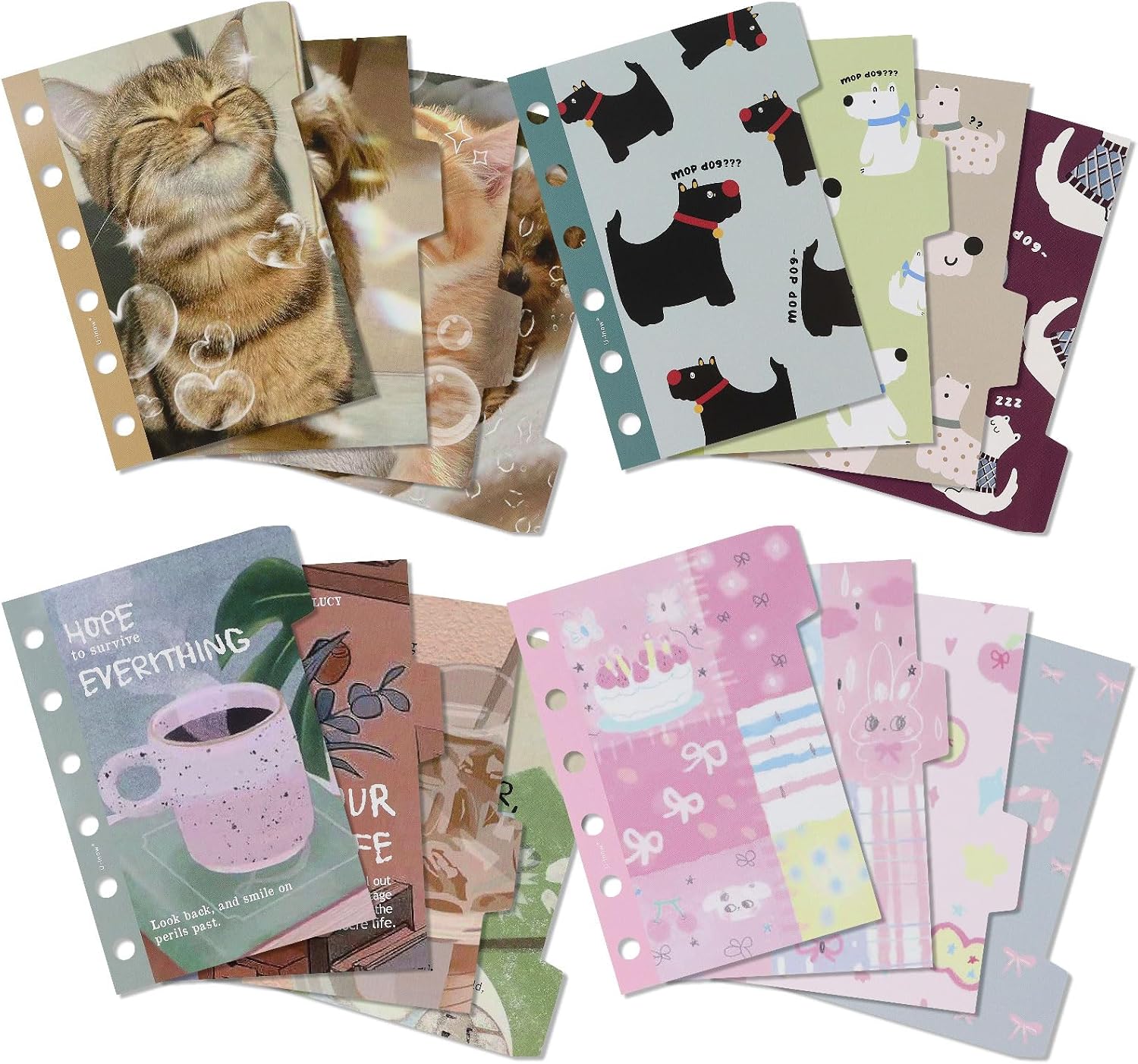 Amazon.com : Koqye Cute A7 Paper Binder Dividers with Tabs, 4 Pack 6 ...