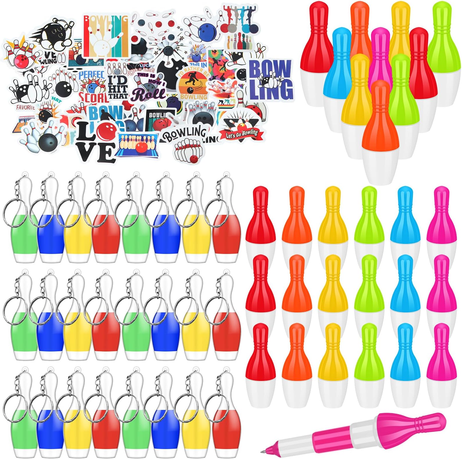 Amazon.com : Kisston 48 Pcs Bowling Party Favors Include 24 Bowling ...