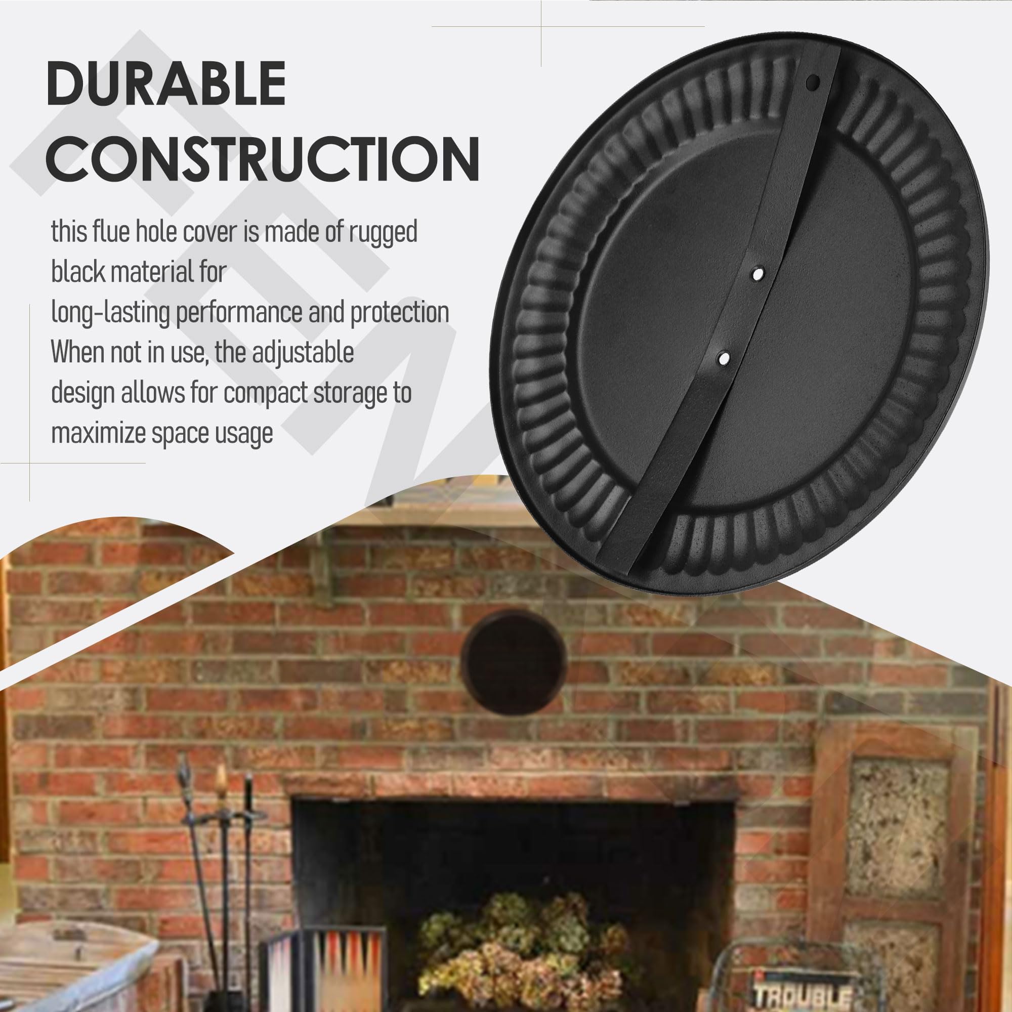 Black Stove Flue Cover Adjustable Stove Pipe Flue Hole Cover - Black 4 ...