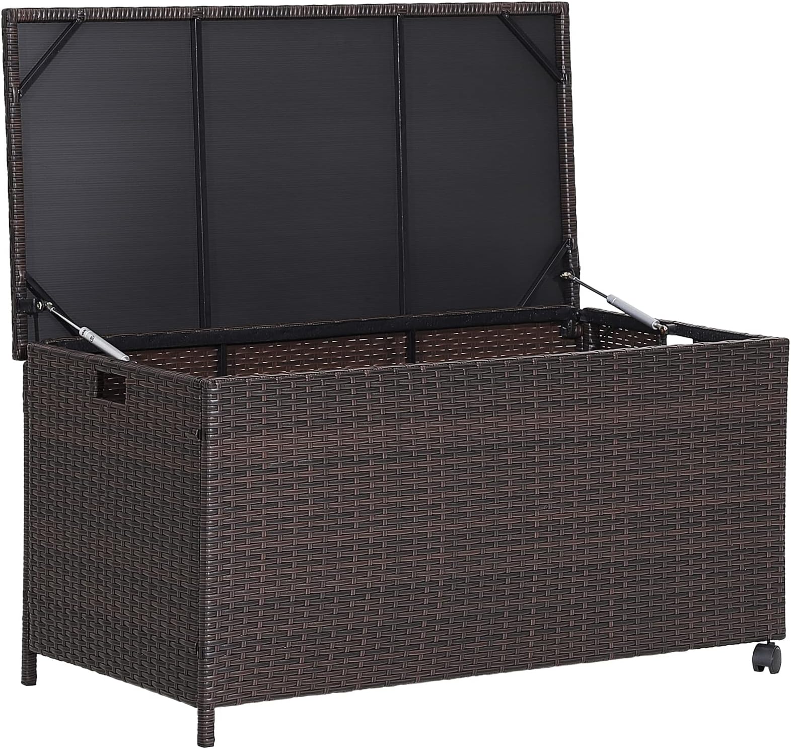 Amazon.com: HAPPYGRILL 133 Gallon Outdoor PE Wicker Storage Box Rattan ...