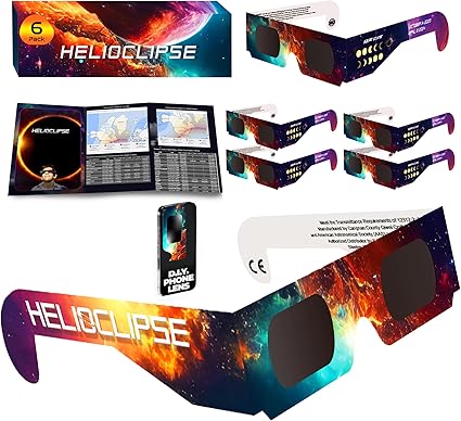 Helioclipse [6 Pack] Solar Eclipse Glasses 2025 - AAS Approved - Trusted for Direct Solar ...