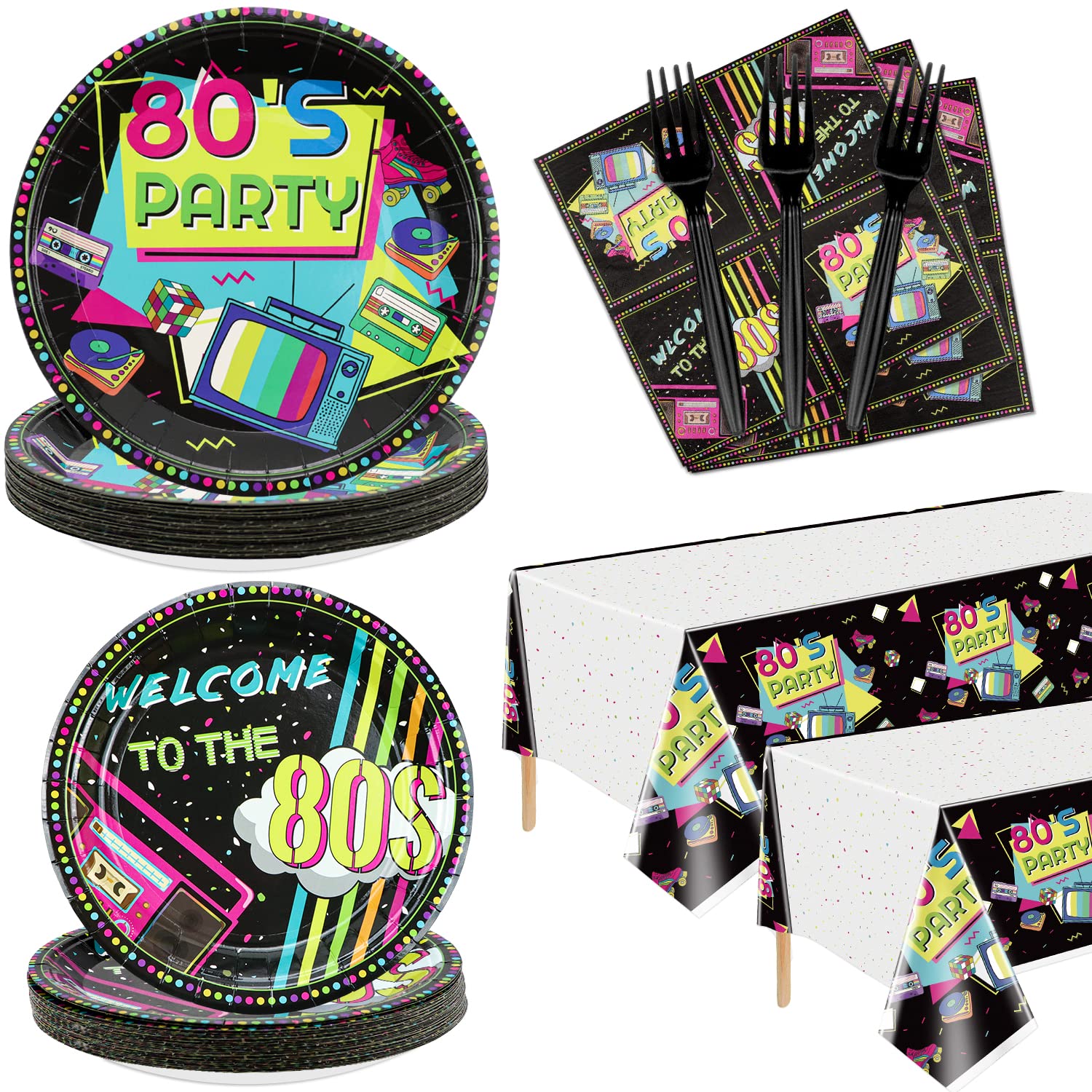 Amazon.com: Hegbolke 80s Party Supplies: 162pc Set - Plates, Napkins ...
