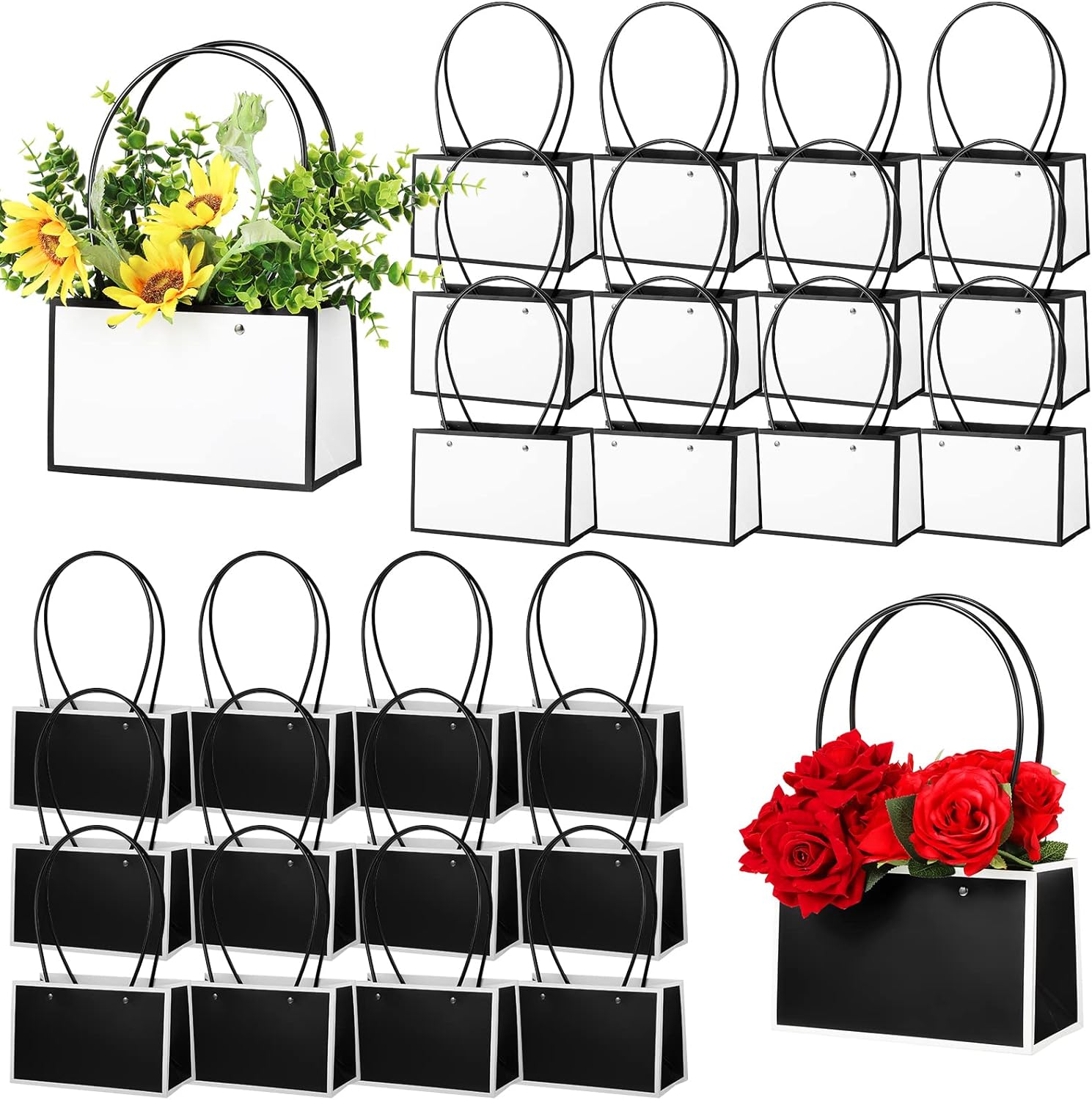 Amazon.com: 24 Pcs Flower Gift Bags Bouquet Paper Bags with Handle ...