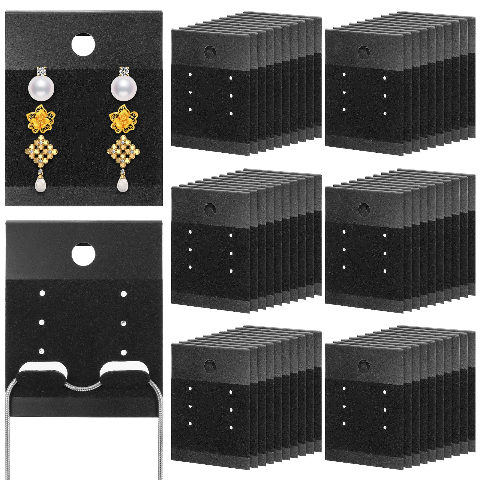 Black Velvet Plastic Earring Display Cards, 100 Pcs Earring Cards with ...