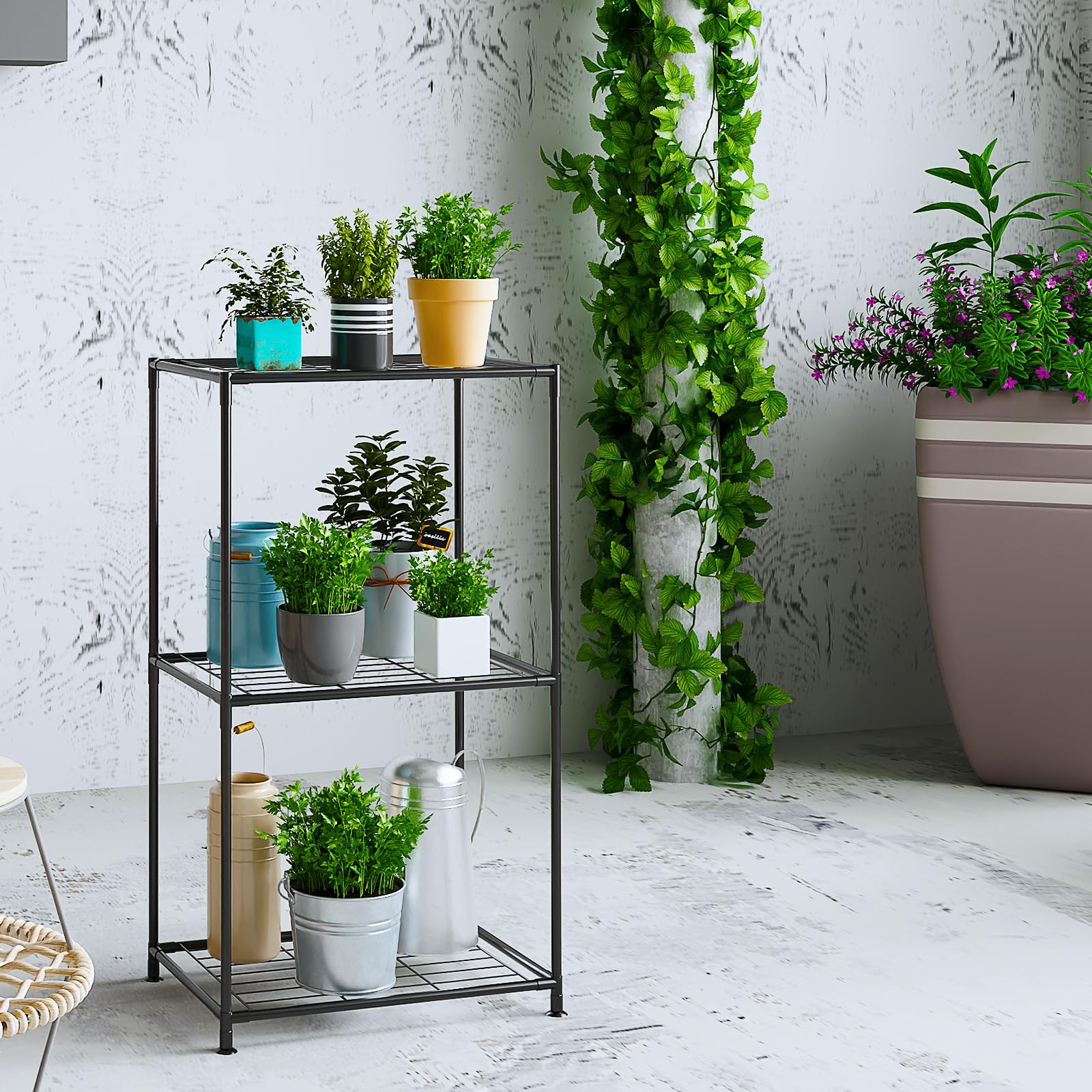 Snapklik.com : 3 Tier Fixed Layer Spacing Storage Shelf Metal Storage ...