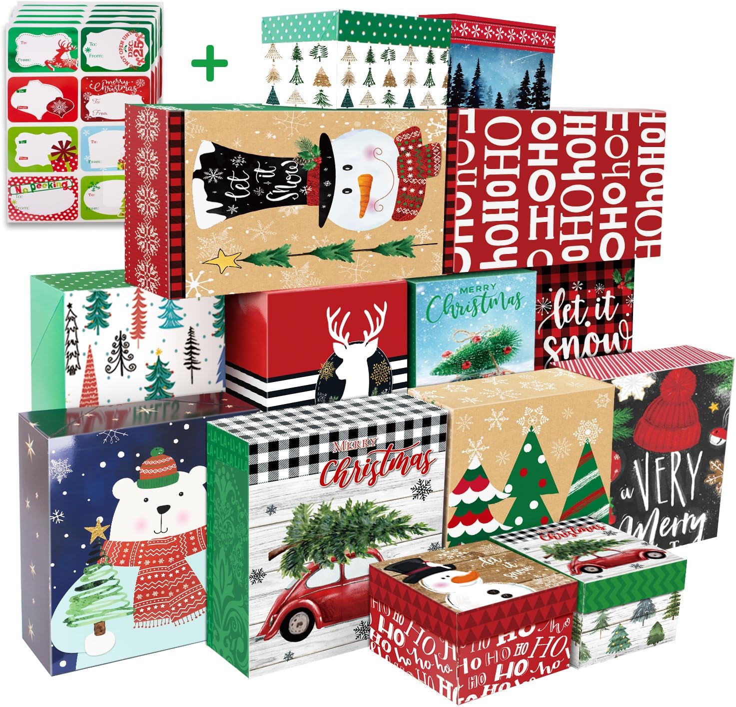 Amazon.com: 16 decorative Christmas Gift Wrap Boxes Bulk with Lids for Wrapping Extra Large ...