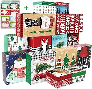 Amazon.com: 16 decorative Christmas Gift Wrap Boxes Bulk with Lids for ...