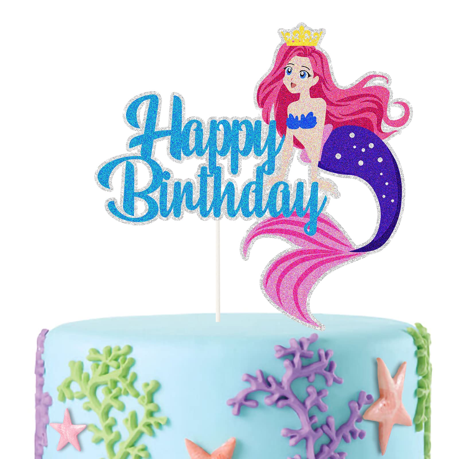 Mermaid Princess Happy Birthday Cake Topper Little Mermaid Birthday ...
