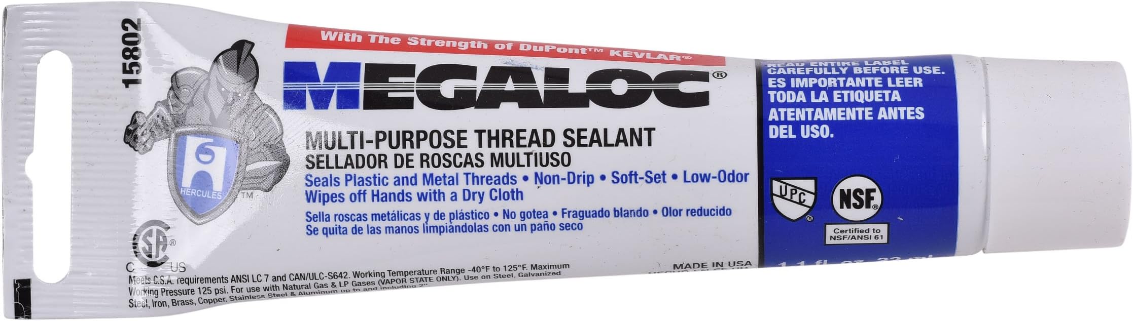 Amazon.com: Hercules 15806 Megaloc Multi-Purpose Thread Sealant, Can ...