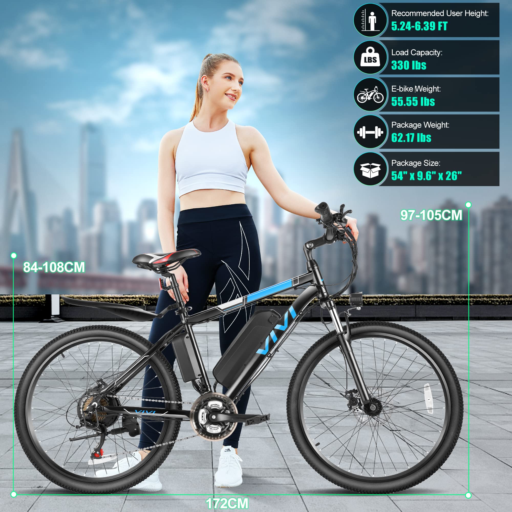 Snapklik.com : Vivi Electric Bike For Adults 26 Inch 500W Ebike For ...