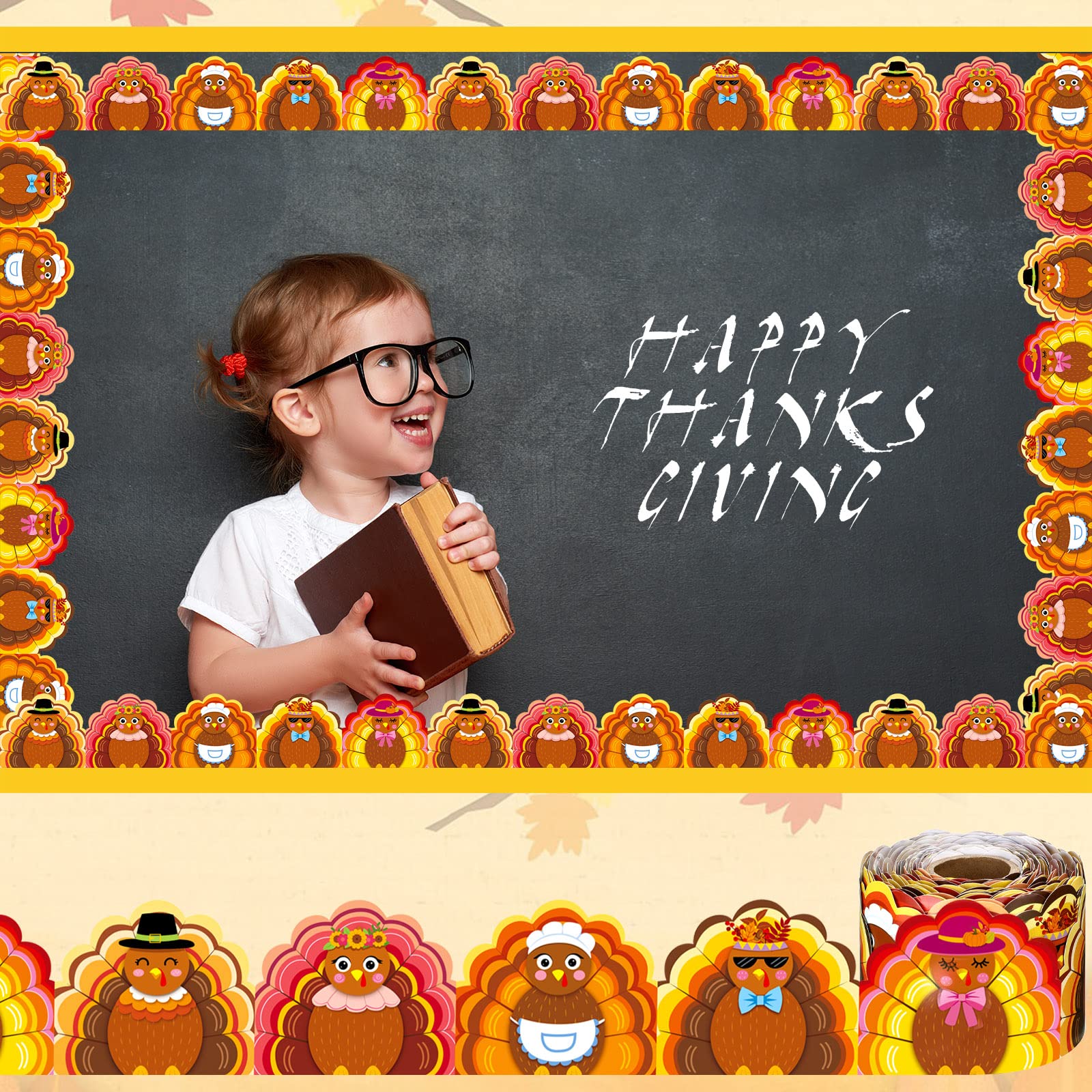 Snapklik.com : 65.6 Ft Fall Bulletin Board Borders Turkey Theme ...