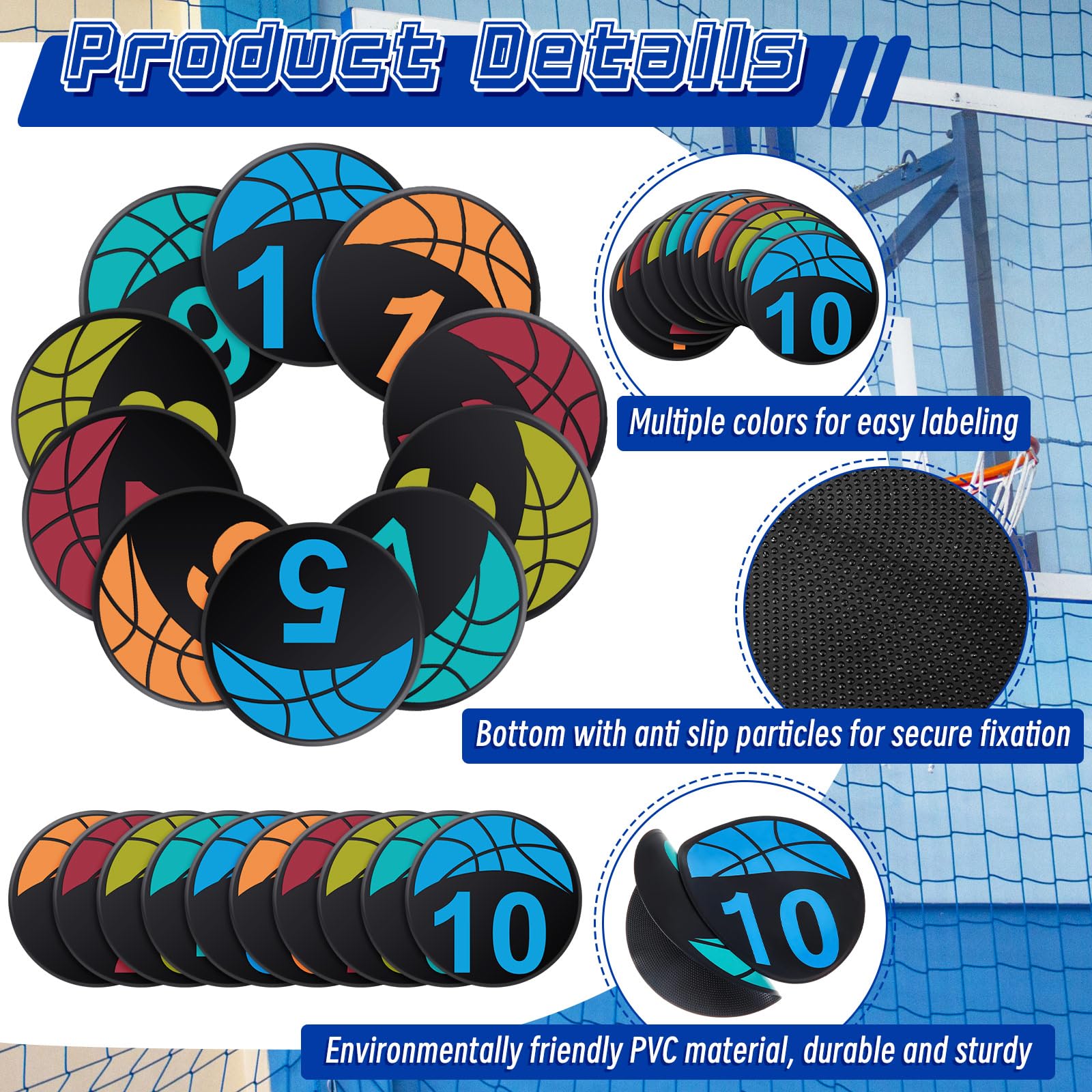 Athletic Training Dots Qilery Basketball Floor Markers - 20 Pack 9 Inch ...