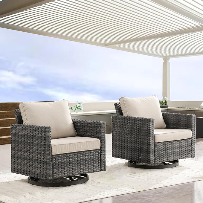 Amazon.com: Luxury Outdoor Swivel Rocker Patio Chairs Set of 2, Swivel ...