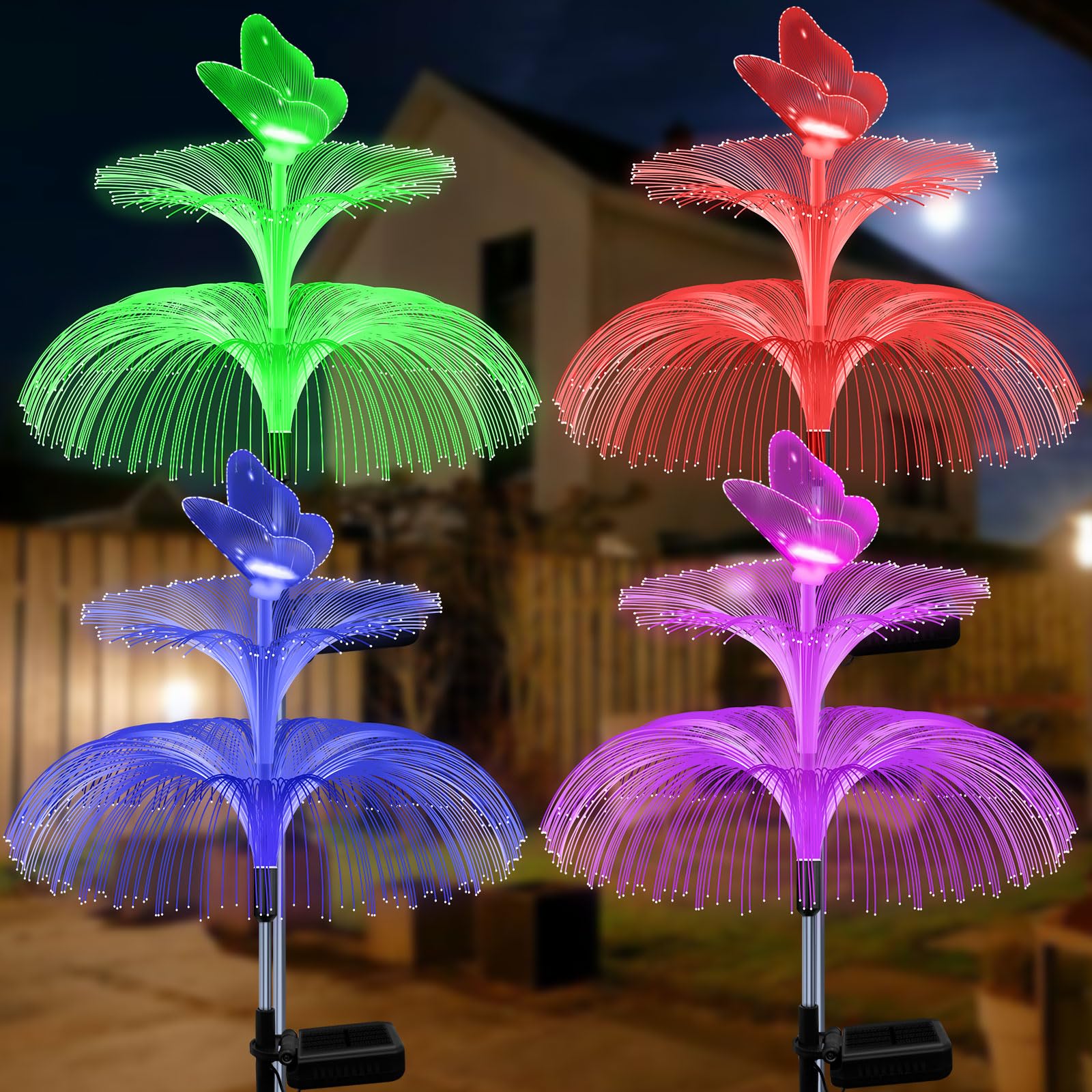 Amazon.com : 4 Pack Solar Swaying Bee Lights+4 Pack Solar Jellyfish ...