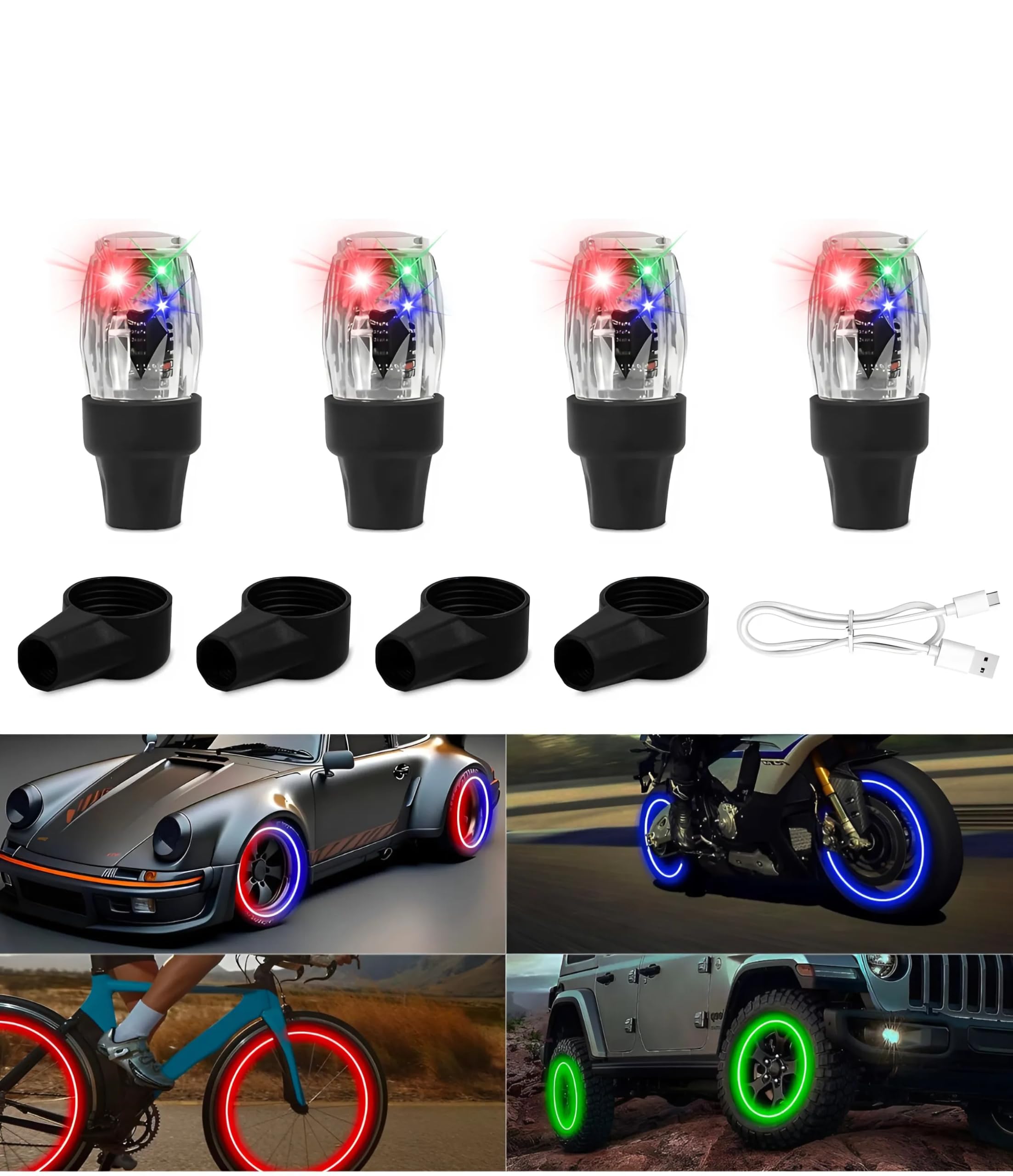 Amazon.com: Tire Valve Light, Tire Valve Cap Lights, Glow in The Dark ...