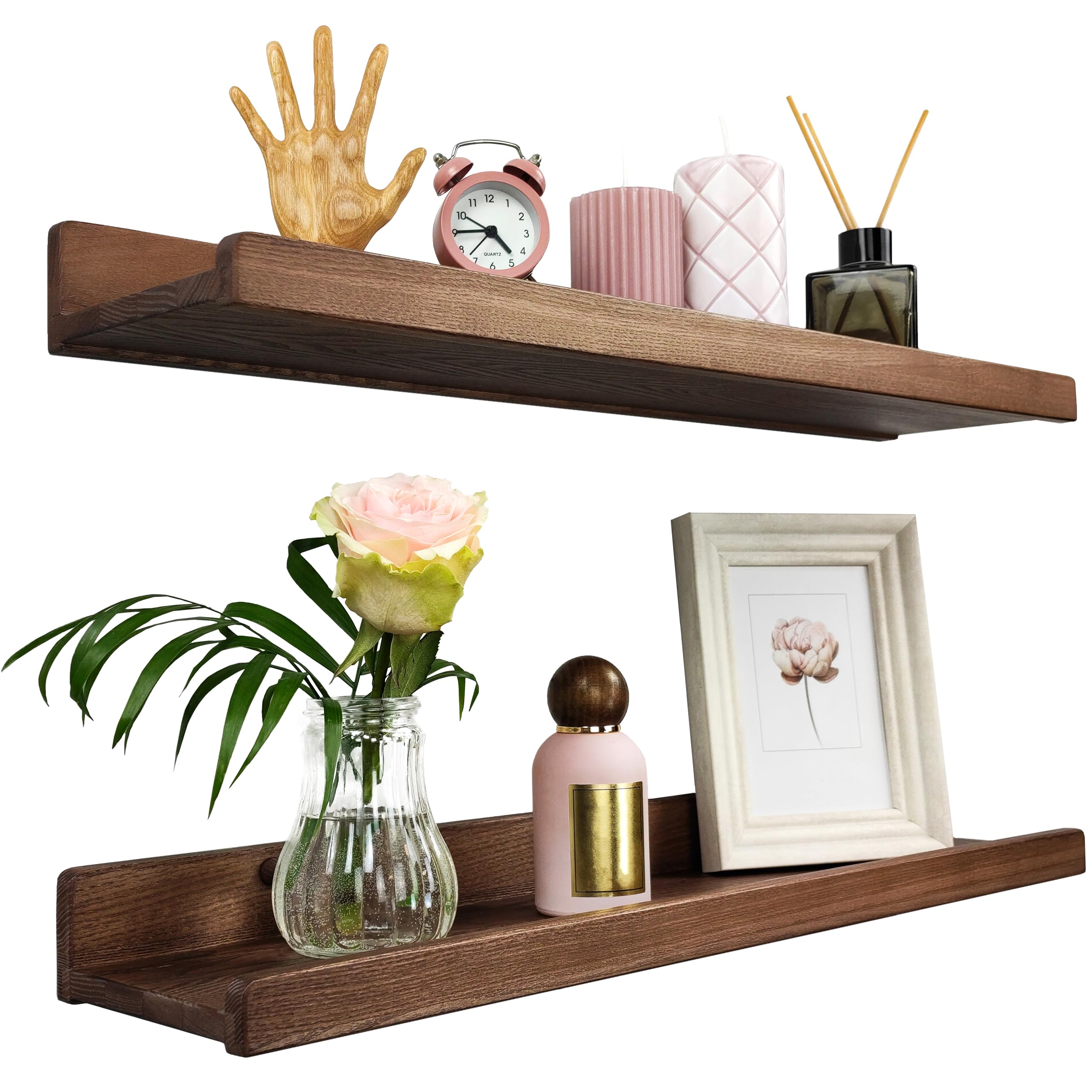 Wood Wedge Floating Shelves for Wall, Rustic Wall Storage Shelves with ...